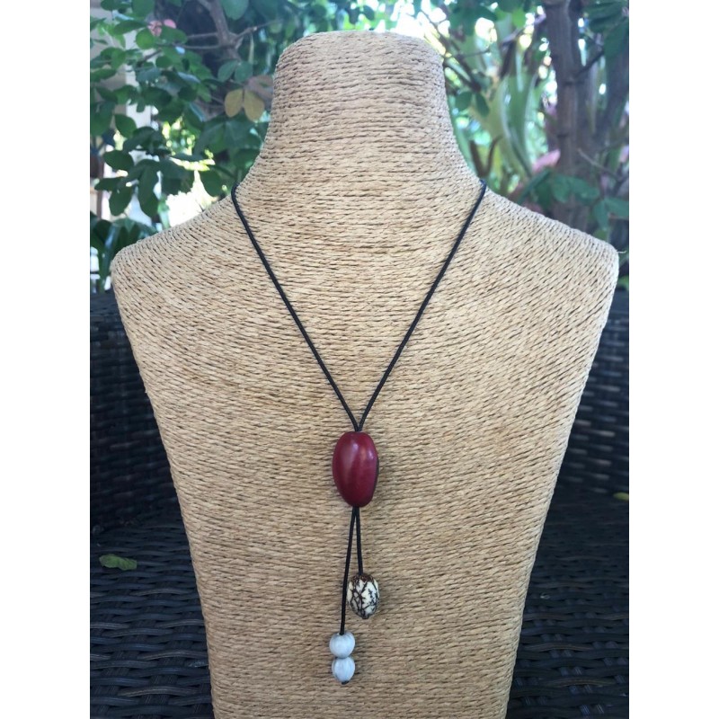 Collier modulable framboise palmier Job